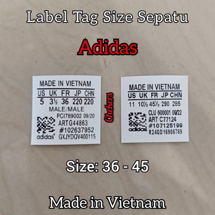 Jual PAKET INSTAN Label tag size sepatu adidas premium dan grade ori ...