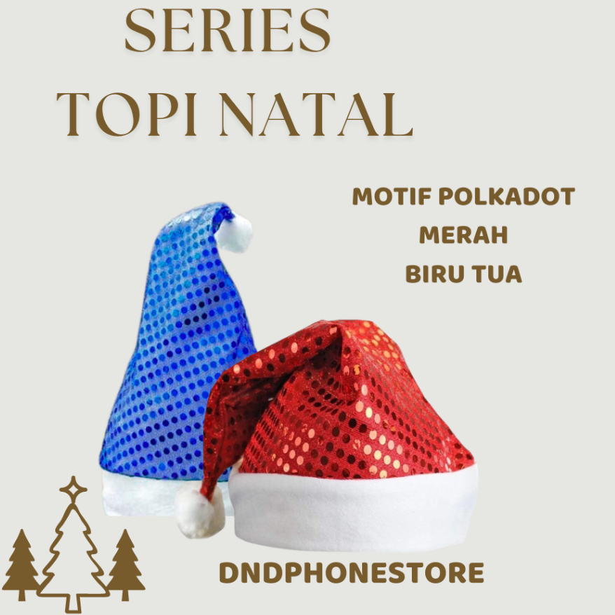 Jual 1 PCS - Topi Natal Motif Polkadot & Series Santa Merah Aksesoris ...