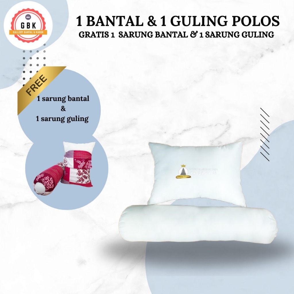 Jual Paket Bundling Set Bntal dan Guling Polos Free Sarung Bantal dan ...
