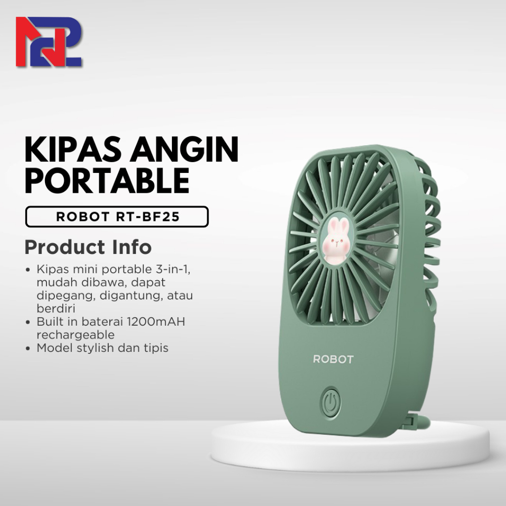 Jual ROBOT Mini Fan RT BF25 Kipas Angin Portable 1200 Mah Battery ...