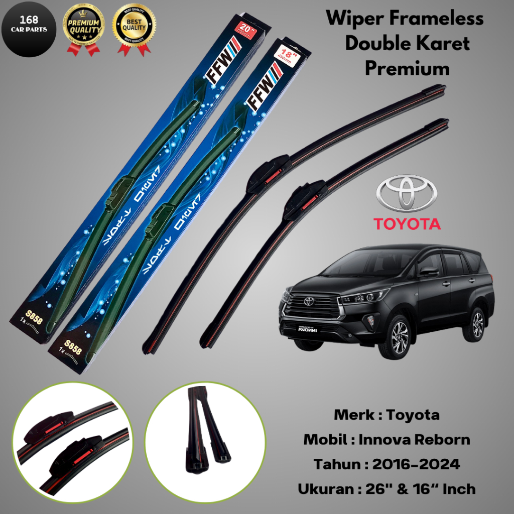 Jual Wiper Frameless ProShield Premium Double Karet untuk Toyota Innova ...
