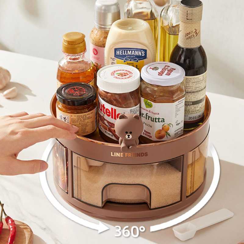 Jual RAK BUMBU DAPUR PUTAR ALL IN ONE BROWN LINE FRIENDS KOREAN ...