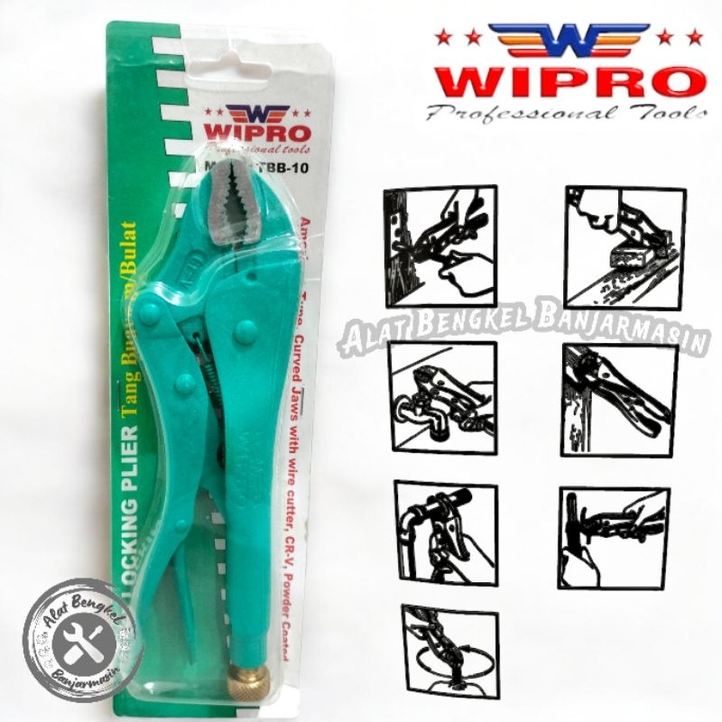 Jual TANG BUAYA "WIPRO" 10" BULAT HIJAU ||VISE GRIP / LOCKING PLIERS 10 ...