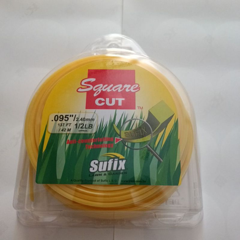 Jual Senar Potong Rumput/Tali Senar Pemotong Rumput Sufix 1/2LB Square 2,4 MM 42 Meter | Shopee ...
