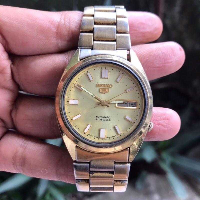 Jual SEIKO 5 Automatic 7009 3040 Plated Gold | Shopee Indonesia