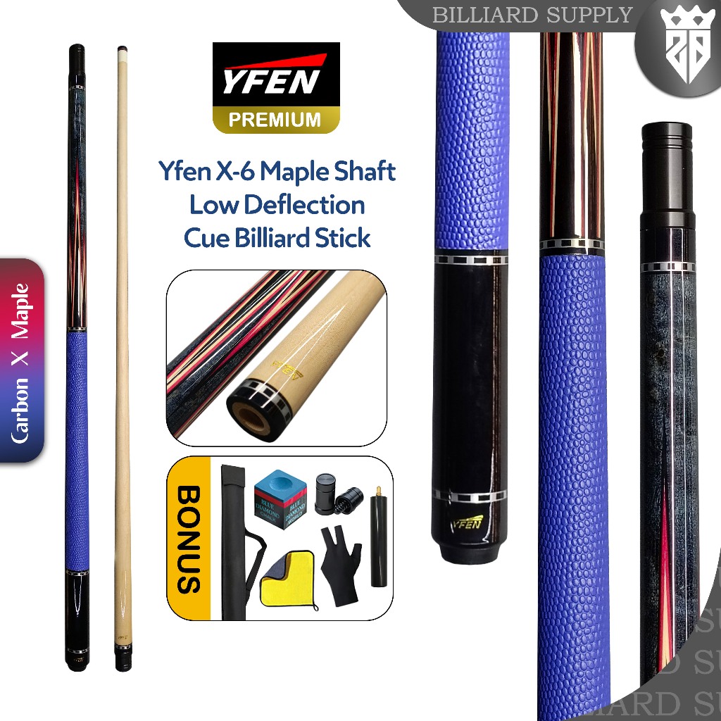Jual YFEN Premium X6 Play Cue Stick Carbon Tube Maple Low Deflection ...