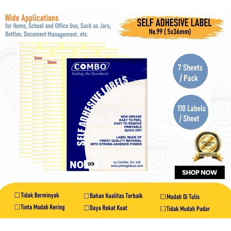 Jual Stiker Label No.99 5x36mm / Self Adhesive Labels No.99 / Label ...