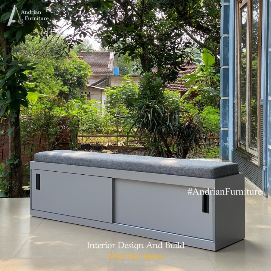 Jual Sofa Bench Minimalis Storage Sliding Door Soft Close HPL | Shopee ...