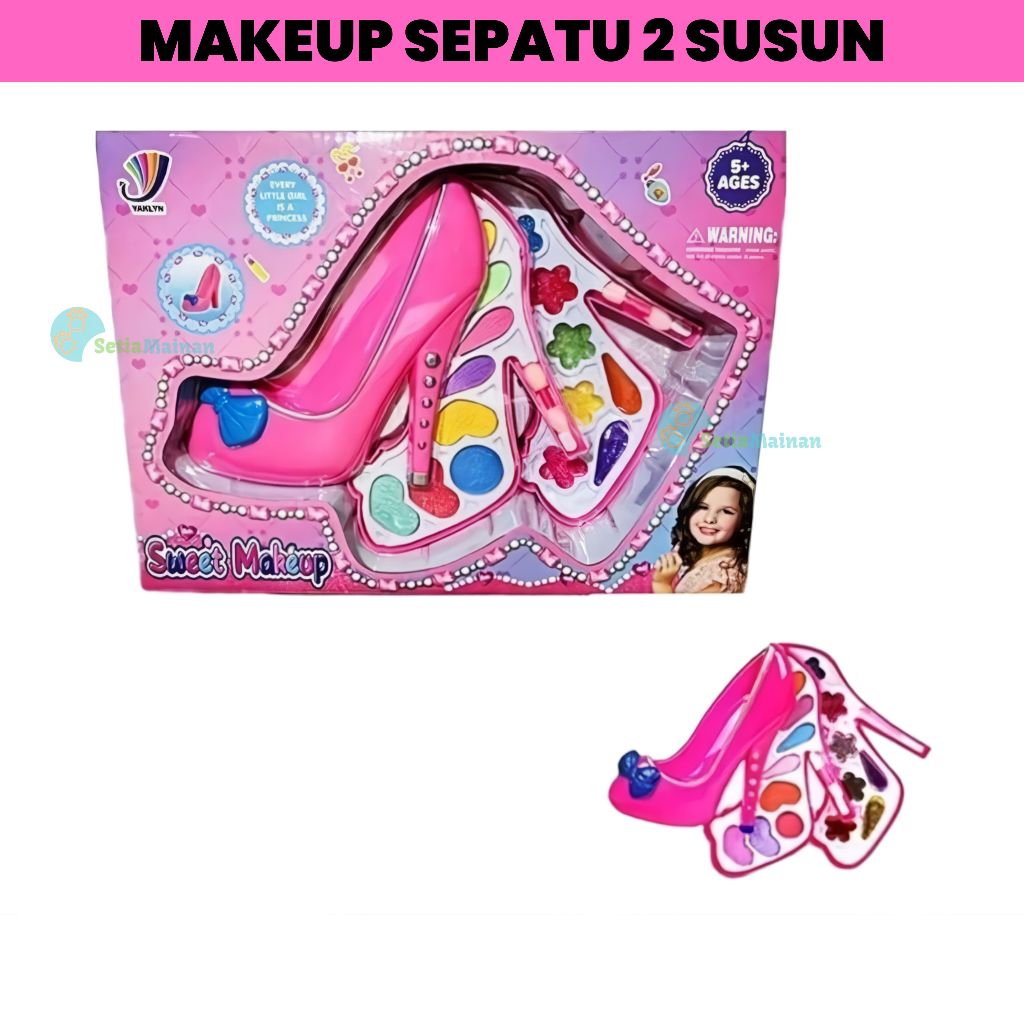 Jual Mainan Anak Make Up 2 Susun Sepatu Kosmetik Rias Wajah Danda ...