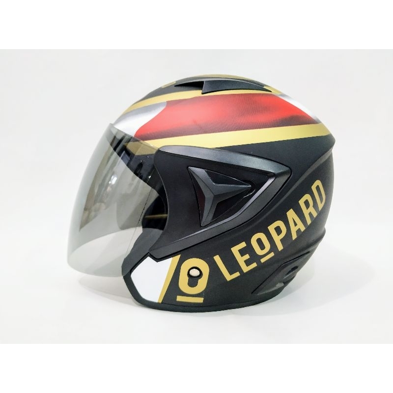 Jual HELM NHR JP13 SINGLE VISOR MOTIF LEOPARD HITAM DOFF HALF FACE SNI ...