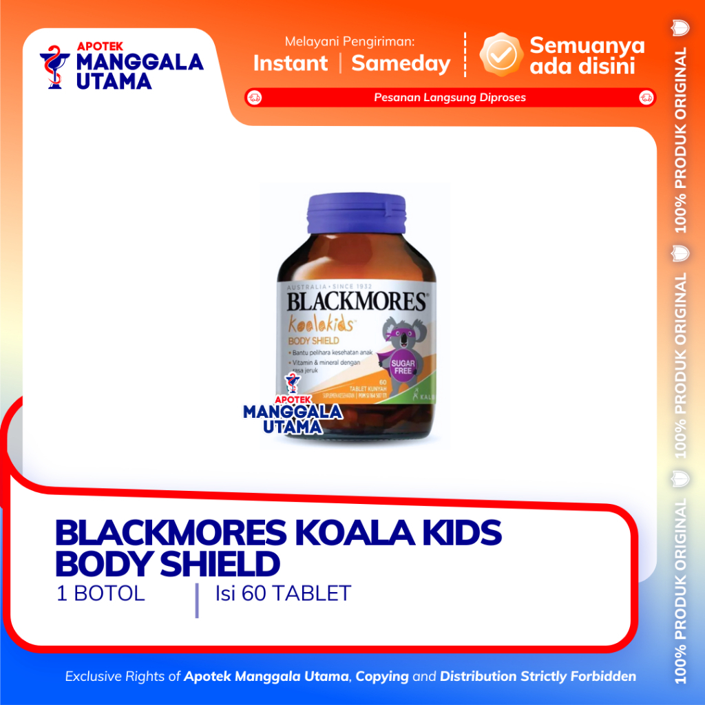 Jual BLACKMORES KOALA KIDS BODY SHIELD PER BOTOL 60 TABLET KUNYAH ...