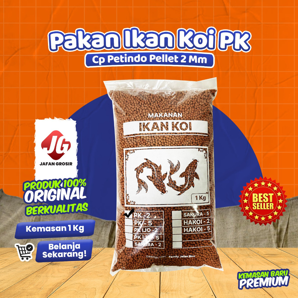 Jual PK Merah 2 mm Pakan Pelet Ikan Koi 1kg Kemasan Premium | Shopee ...