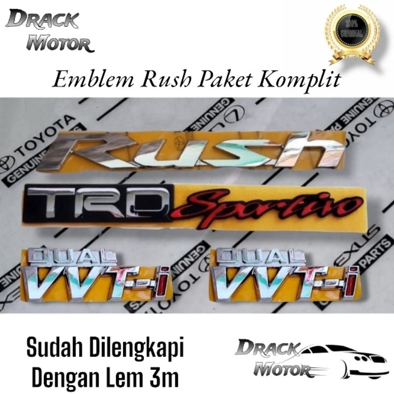 Jual Emblem Tulisan Rush Trs Sportivo Dual VVT-I Original Toyota Rush ...