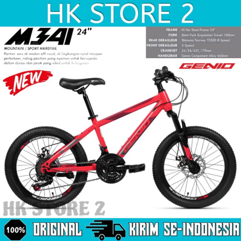 Jual Sepeda MTB GUNUNG GENIO 341 Ukuran 20 24 26 Inch Rem Cakram 24 ...