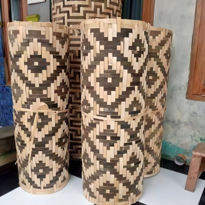 Jual tabag Gedeg anyaman bambu motif ukuran 1m x3m gribik bilik ...