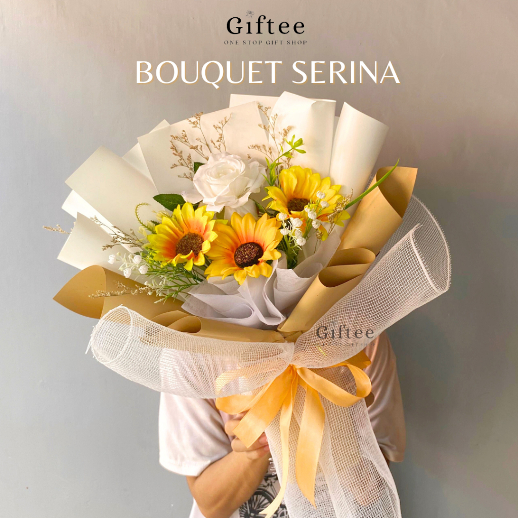 Jual BUKET BUNGA SERINA SUNFLOWER FLORIST ARTIFICIAL KADO VALENTINE BUCKET PALSU BUATAN MATAHARI ...
