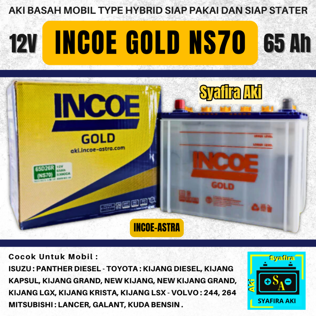 Jual Aki Mobil Toyota Kijang Kapsul INCOE GOLD Astra NS70 Aki Basah 12V 65A | Shopee Indonesia