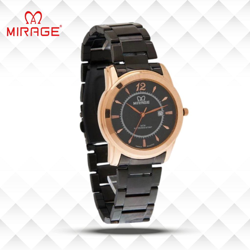 Jual Mirage Jam Tangan Pria Analog 8190 M Black Rose Gold Original ...