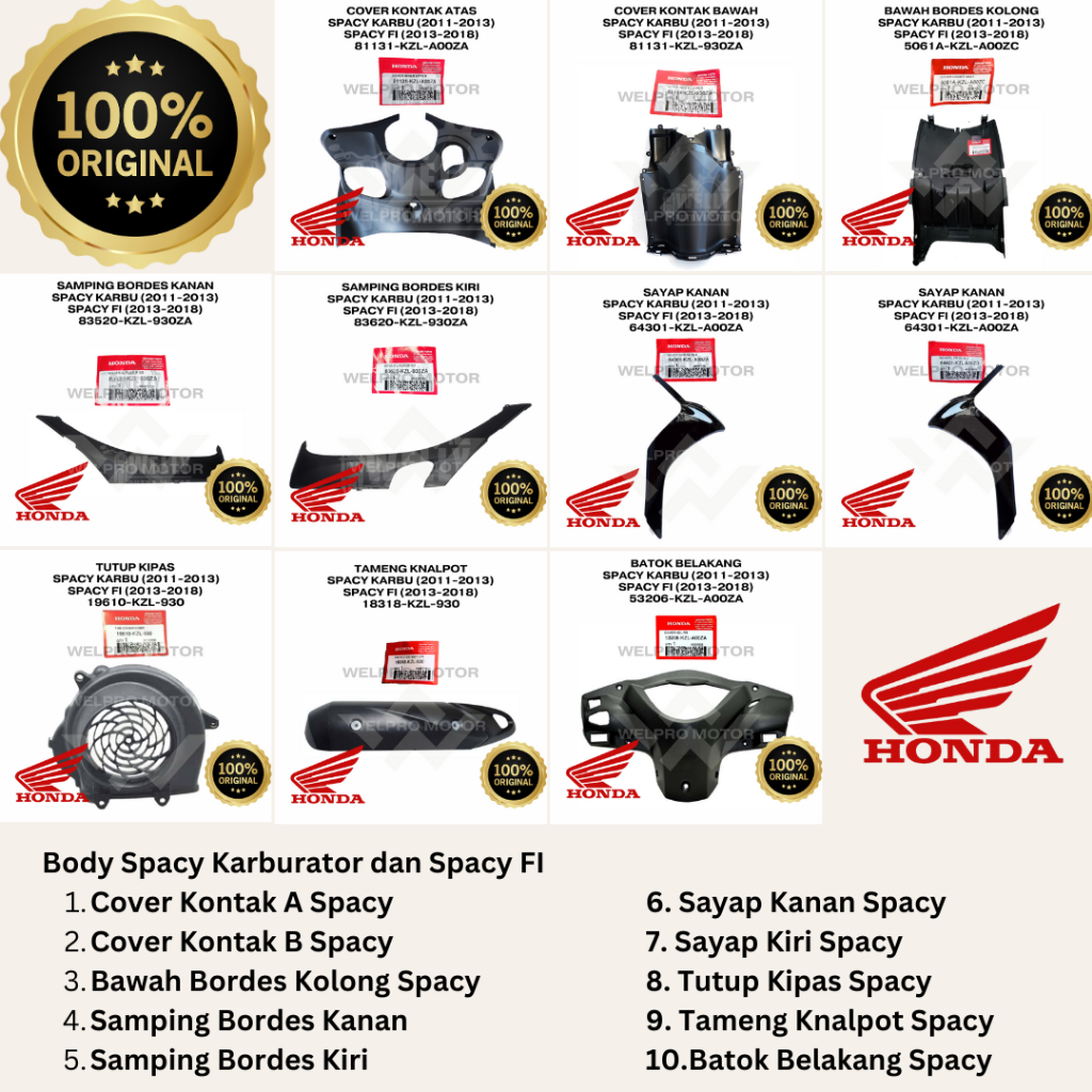 Jual Paket Body Kasar Body Halus Spacy Karbu dan Spacy FI 2011-2018 Original Honda AHM | Shopee ...