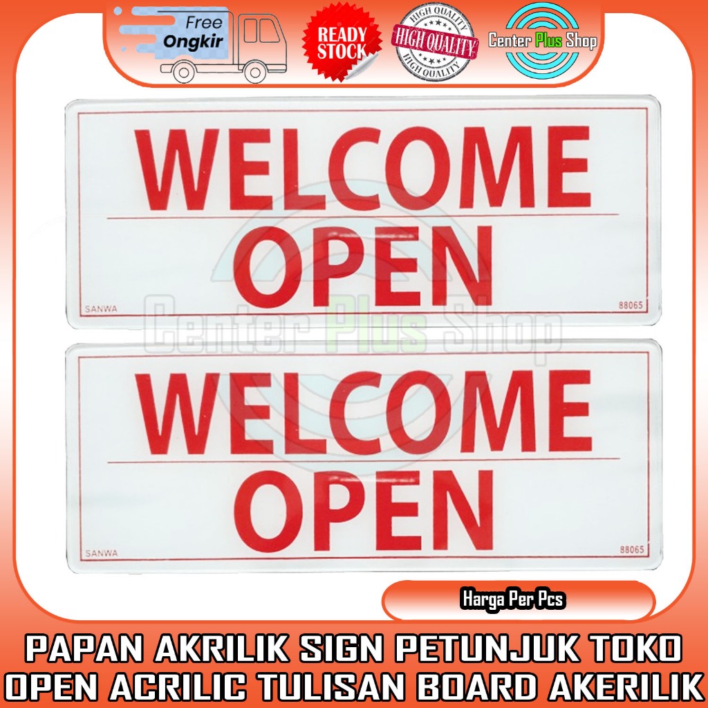 Jual Sign Welcome Open Papan Akrilik Stiker Petunjuk Board Tulisan ...