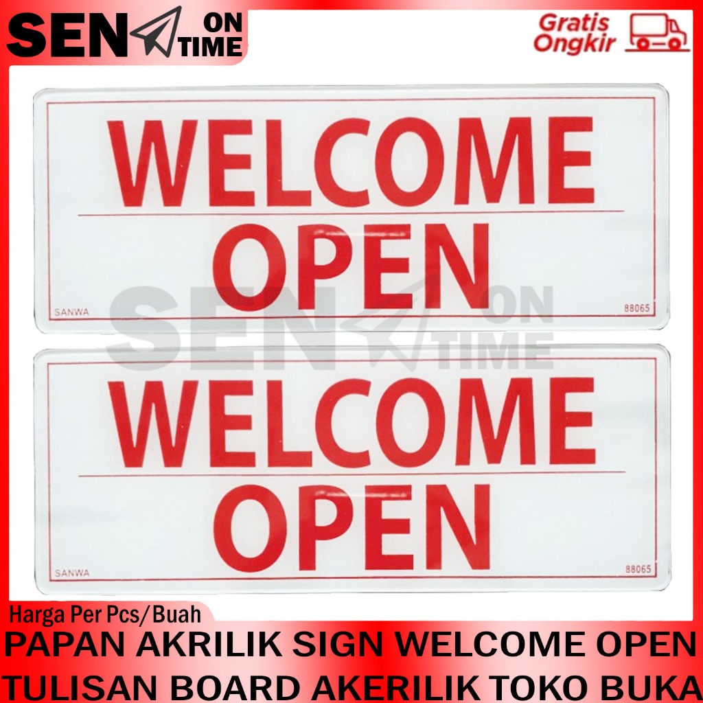 Jual Papan Akrilik Welcome Open Tempel Kaca Sign Board Tulisan Stiker ...