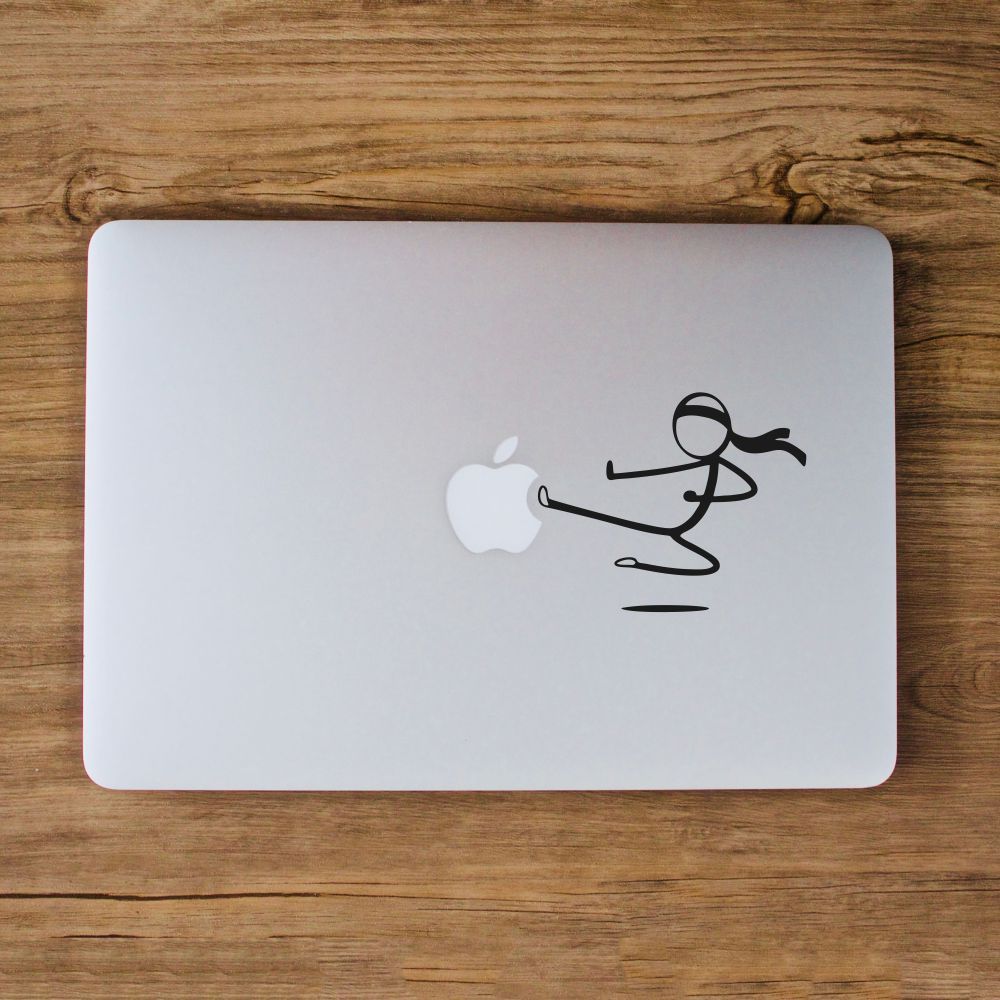 Jual Stiker Kungfu Stickman Kicking Apple - Laptop Decal Macbook ...