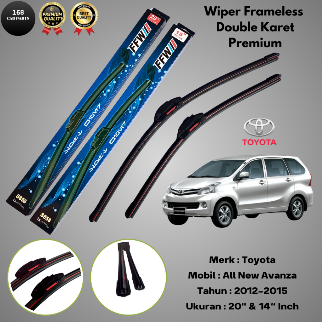 Jual Wiper Frameless ProShield Premium Double Karet untuk Toyota All New Avanza (2012-2015 ...