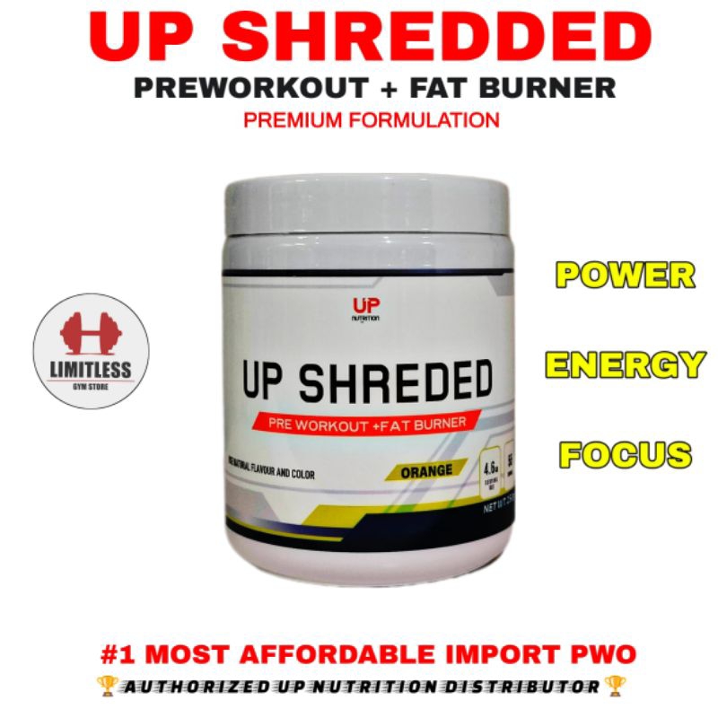 Jual UP Nutrition UP SHREDED 55 servings - 250gr Preworkout Fat Burner Shredded | Shopee Indonesia