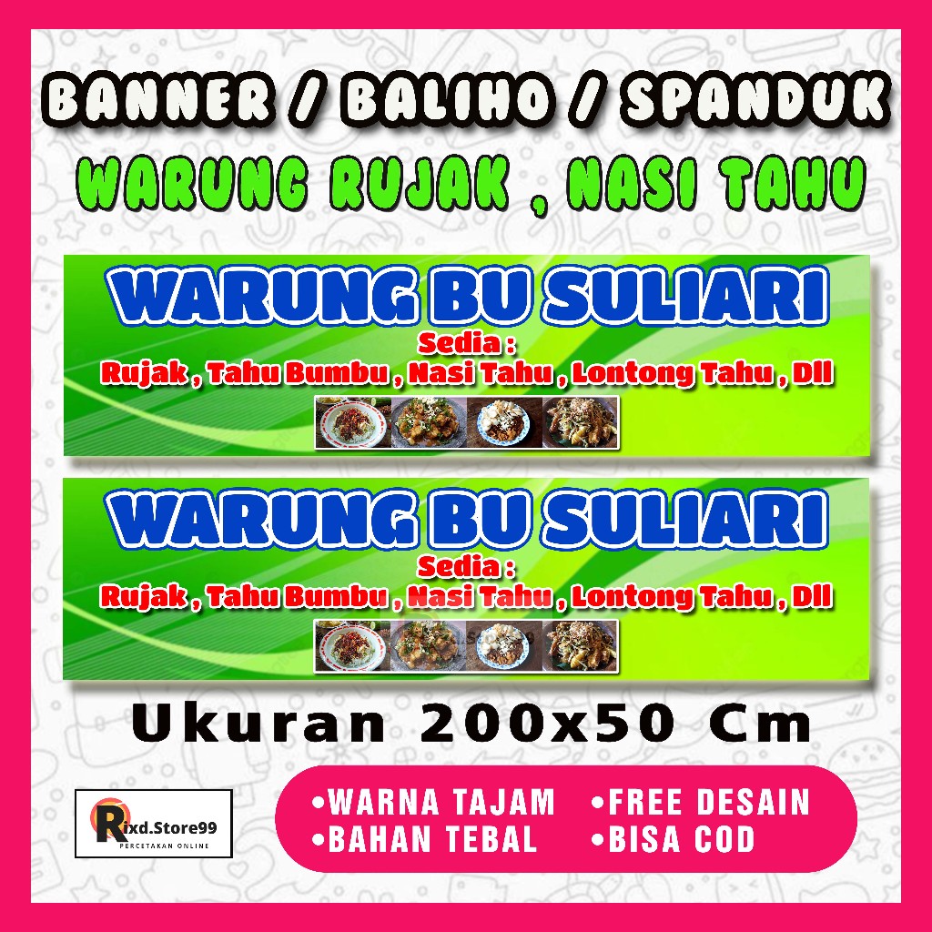Jual BANNER SPANDUK WARUNG RUJAK & NASI TAHU | BANNER BALIHO SPANDUK BENER | Shopee Indonesia