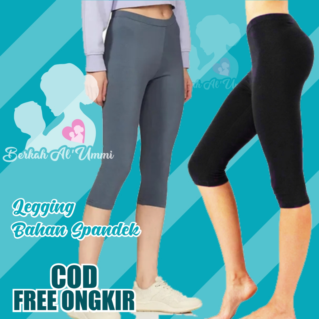 Jual Legging Pendek Wanita 3/4 Spandek Standar Jumbo / Celana Leging ...