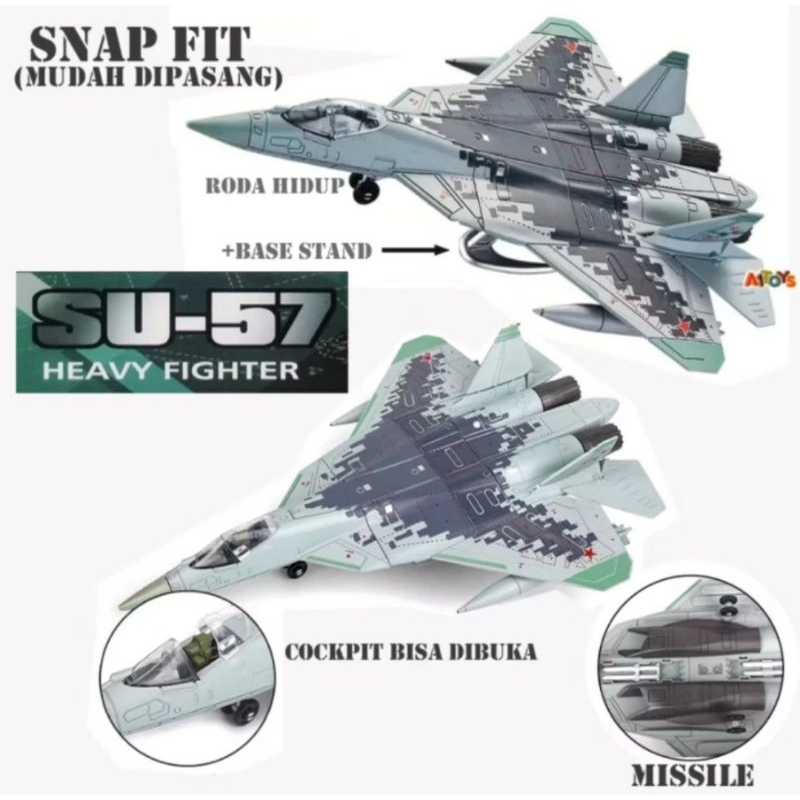 Jual Mainan anak/ Hobi model pesawat tempur Sukhoi SU 57 ukuran 1:72 ...
