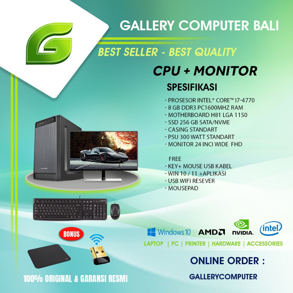 Jual ( cpu dan monitor 24inci ) komputer pc rakitan intel core i7 gen4 ...