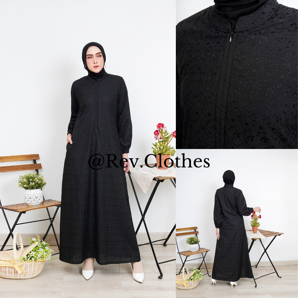 Jual Gamis Hitam Full Bordir Model Klok Busana Haji dan Umroh Wanita ...