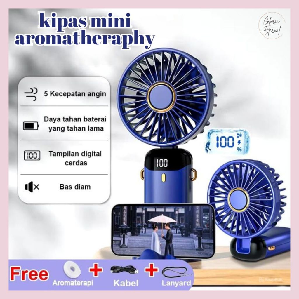 Jual Kipas Angin Mini Portable USB / Kipas Lipat 5-Speed Wind LED ...