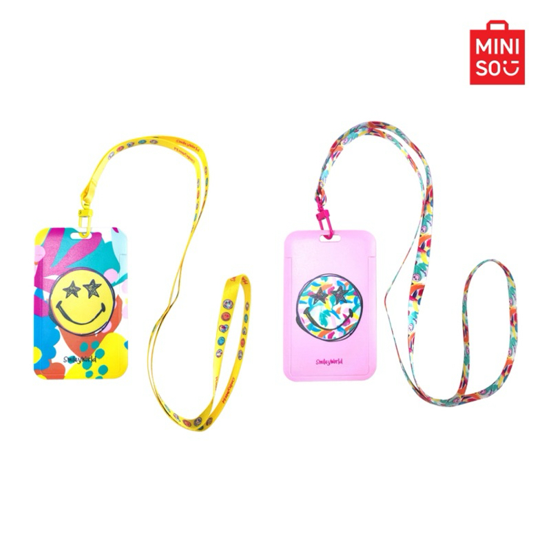 Jual Miniso Smiley World Id Card with lanyard / Tempat kartu identitas ...