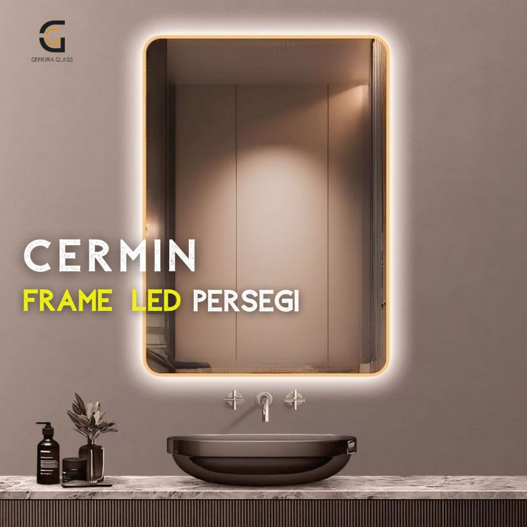 Jual Cermin Dinding Kotak Persegi Frame LED / Cermin Persegi (Garansi ...
