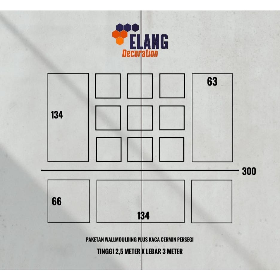 Jual TINGGI 2,5 METER X LEBAR 3 METER PAKET WALLMOULDING PLUS KACA ...