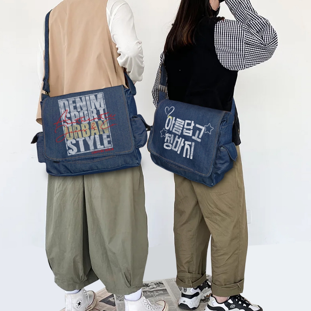 Jual Tas Selempang Pria Denim Slempang Soren Cowok Miqdi Bahan Jeans ...