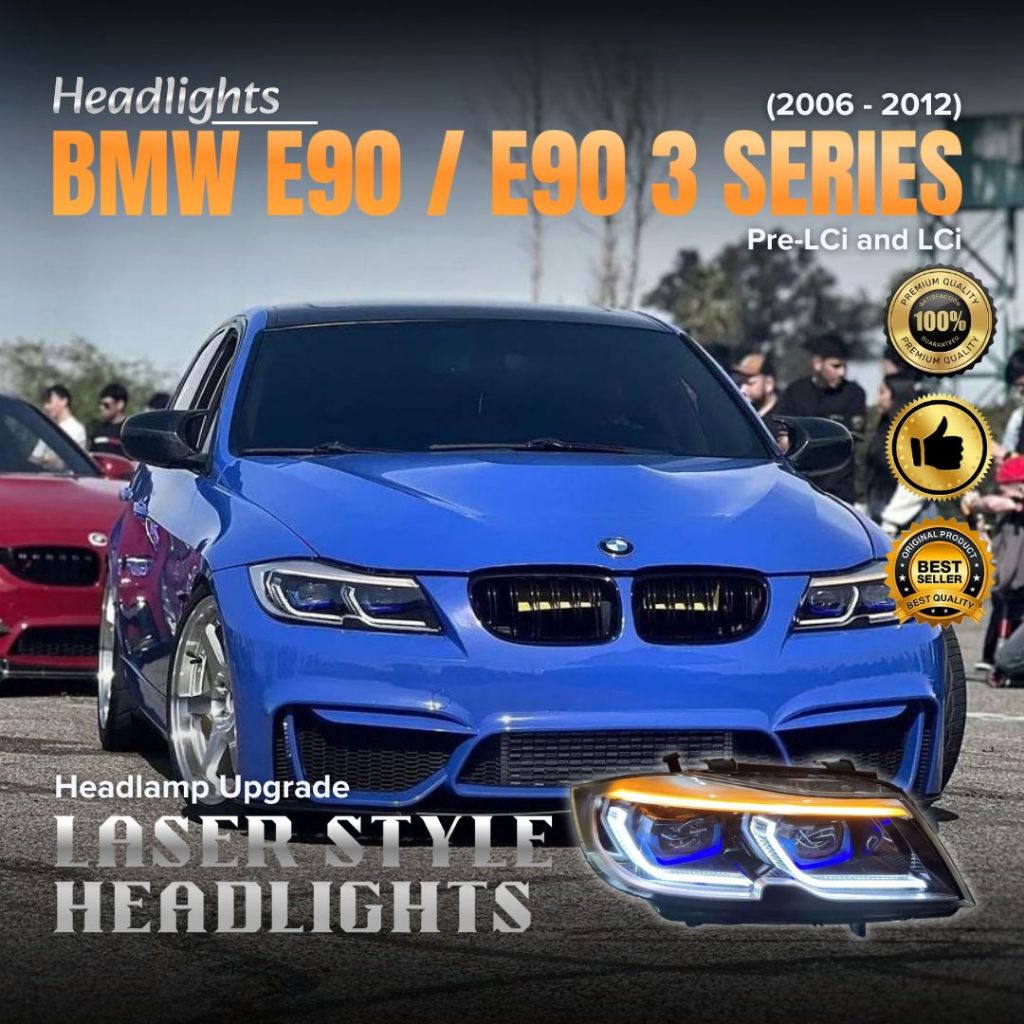Jual BMW E90/E91 SERI 3 - HEADLAMP / HEAD LAMP / LAMPU DEPAN - MODEL LASER STYLE HEADLIGHTS ...