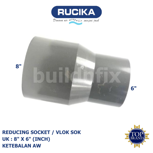 Jual RUCIKA REDUCING SOCKET / VLOK SOK PVC 8" x 6" AW (TEBAL) | Shopee ...