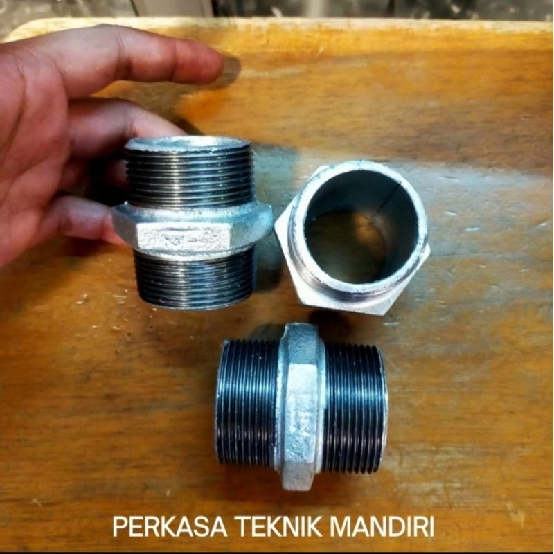 Jual Double Nipple Galvanis 1 inch-Double Nepel Besi Sambungan Pipa | Shopee Indonesia