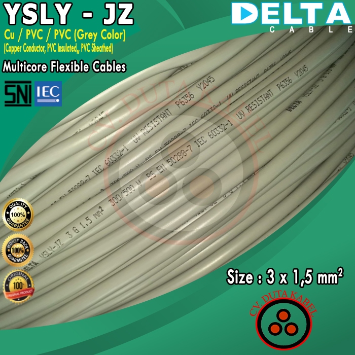 Jual Kabel YSLY-JZ 3x1,5 mm2 DELTA 3x1,5 mm2/3x1.5 mm2/3x1,5mm2/3 x 1,5 ...