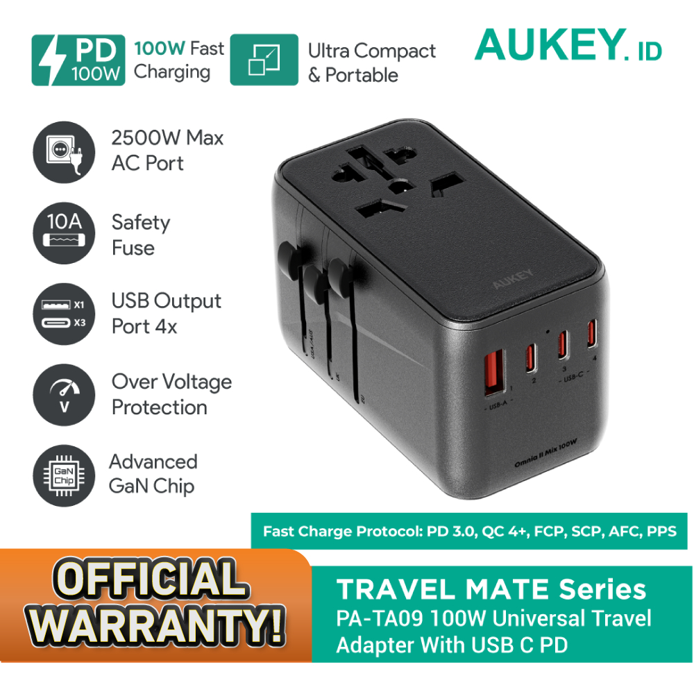 Jual Universal Adapter AUKEY With USB C & USB A Port | Shopee Indonesia