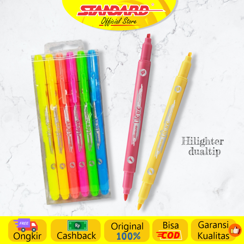 Jual Standard - Lite Me Dual Tip IIsi 6 Pcs ( Highlighter / Text Marker ...