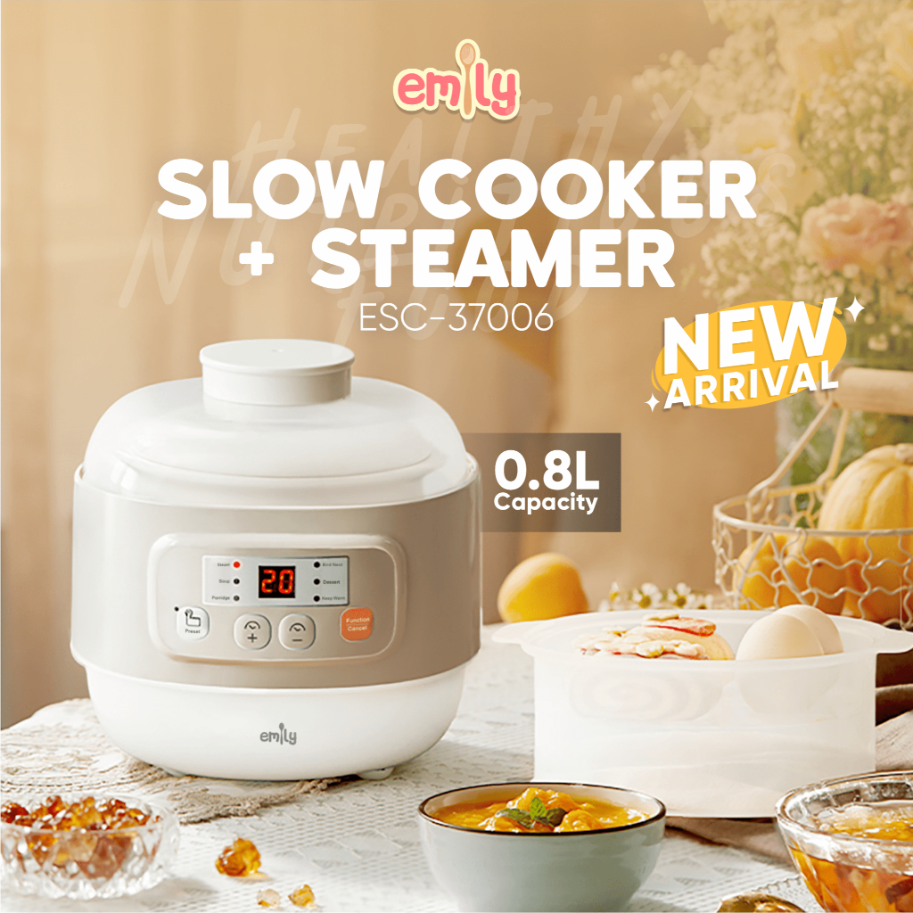 Jual EMILY Slow Cooker + Steamer 0.8L Ceramic | Panci Keramik | Baby ...