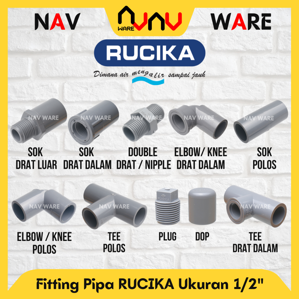 Jual RUCIKA Fitting Pipa PVC AW 1/2 Inci Original - Sok Drat Luar SDL ...