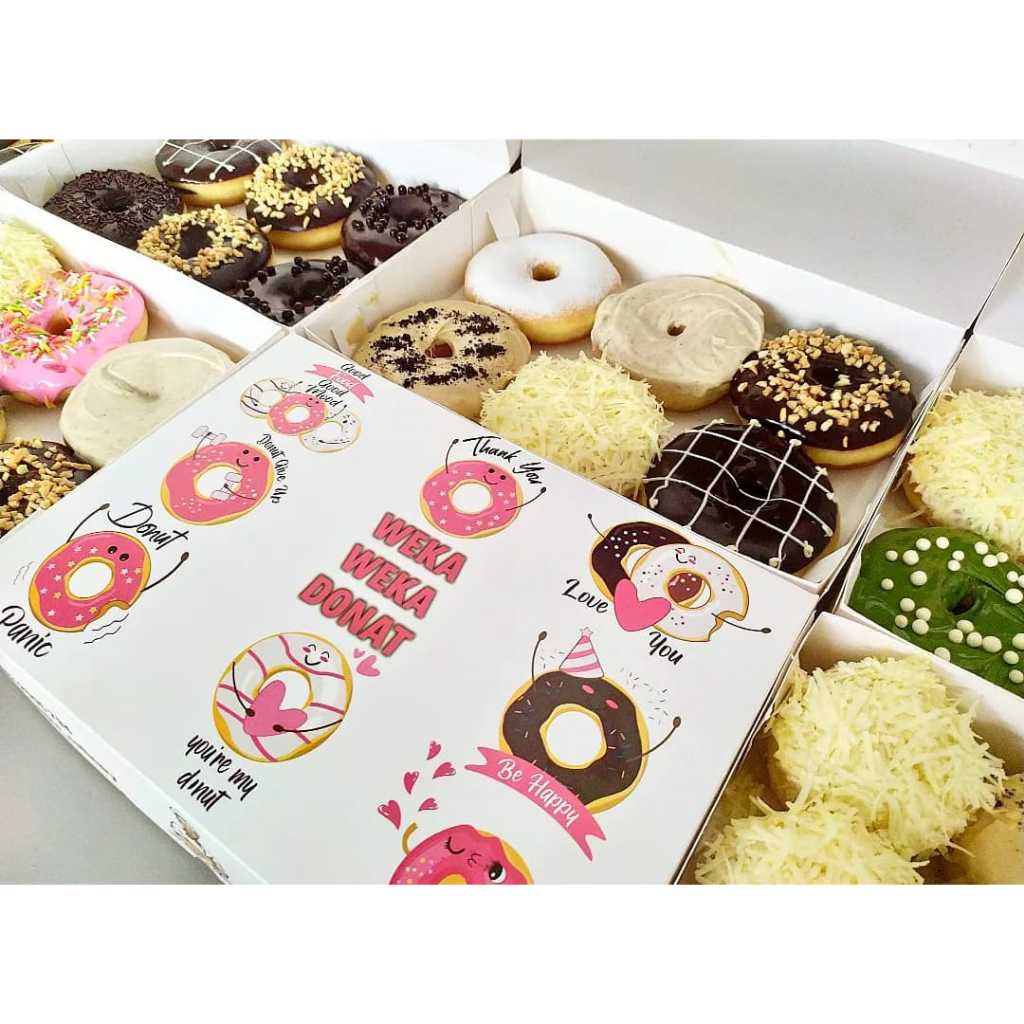 Jual DUS DONUT CUSTOM / KEMASAN DONAT / PACKAGING DONUT (GRATIS REQUEST ...