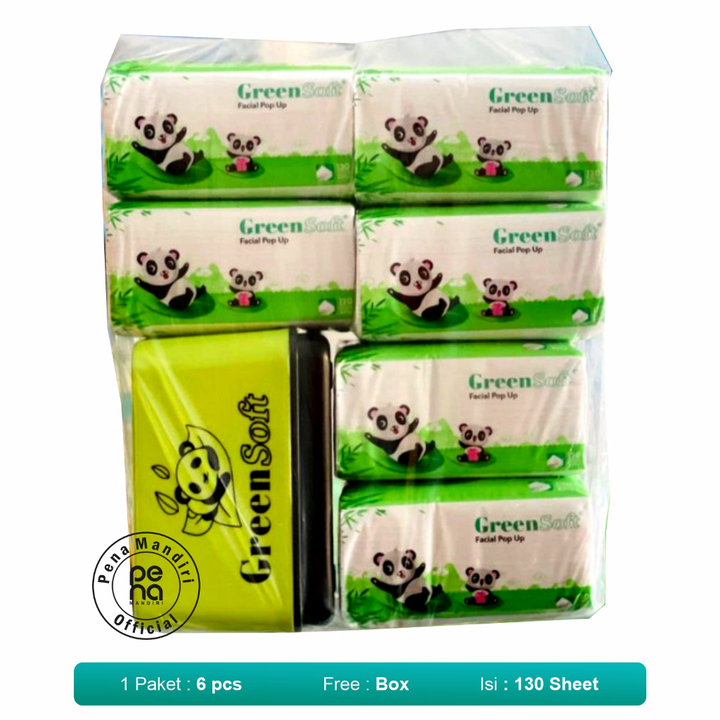 Jual Tisu Tissue Greensoft Panda 130 Sheet (1Paket Isi 6 Pack Tissue ...