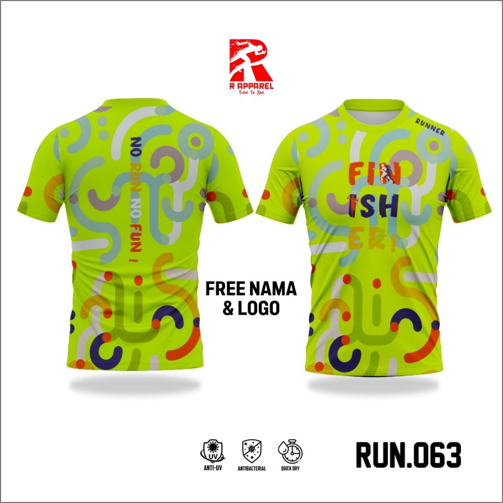 Jual Baju Kaos Olahraga Lari No Fun No Run | Jersey Running Quick Dry ...