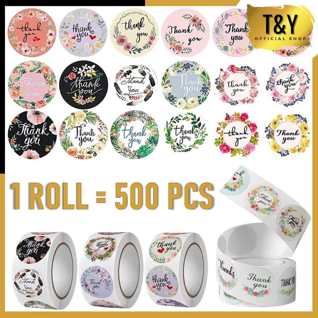 Jual T&Y Sticker Thank You Roll Isi 500 Pcs Stiker Terima Kasih ...